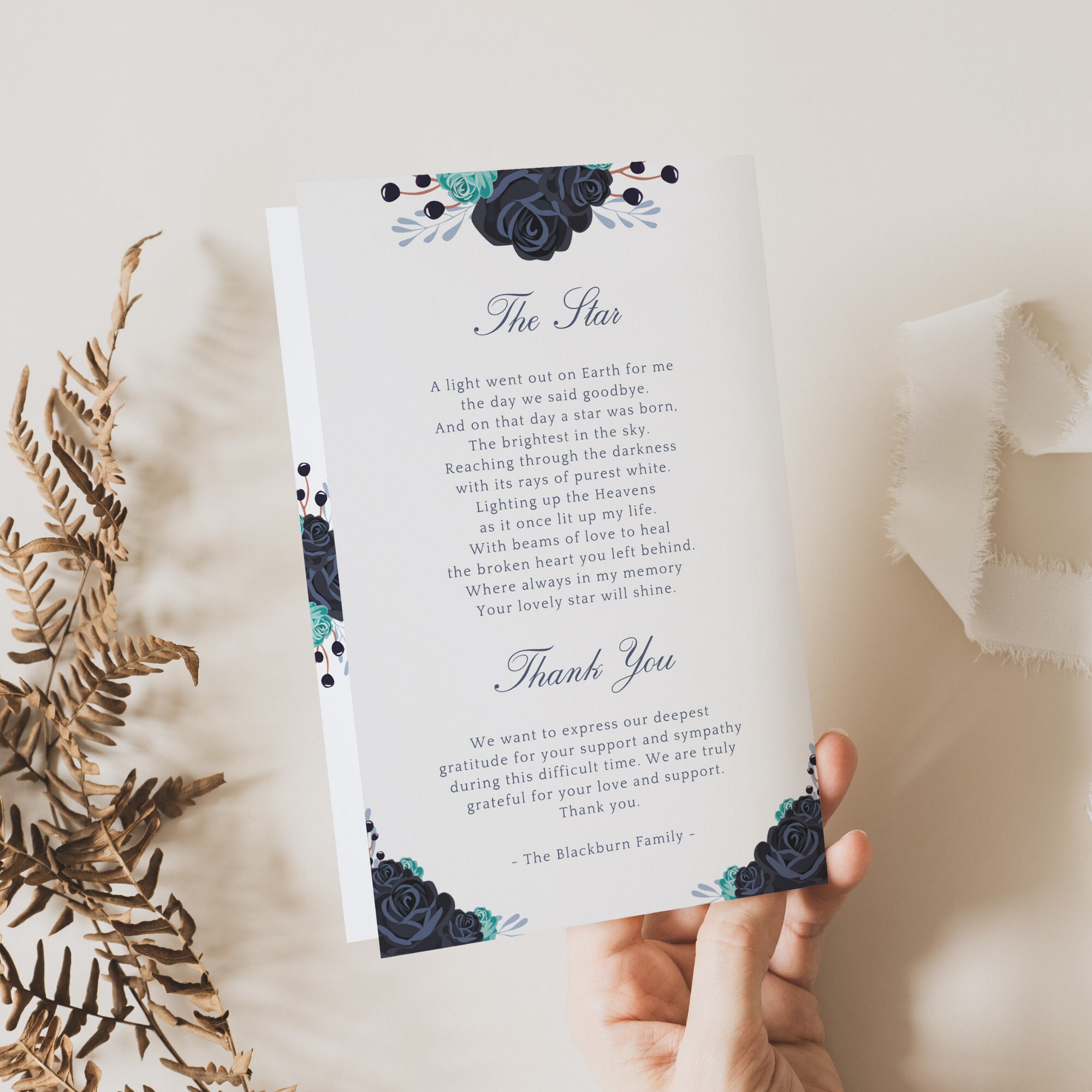 Funeral Program Template for Man, Funeral Pamphlet, Memorial Service ...