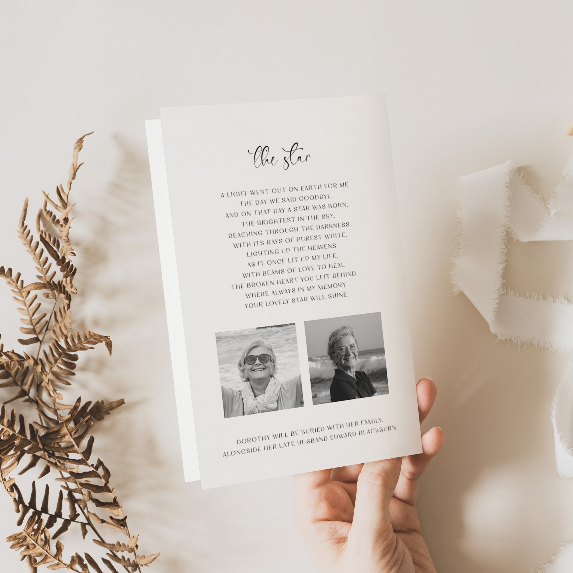 Minimal Funeral Program Template, Simple Obituary Template for Funeral ...