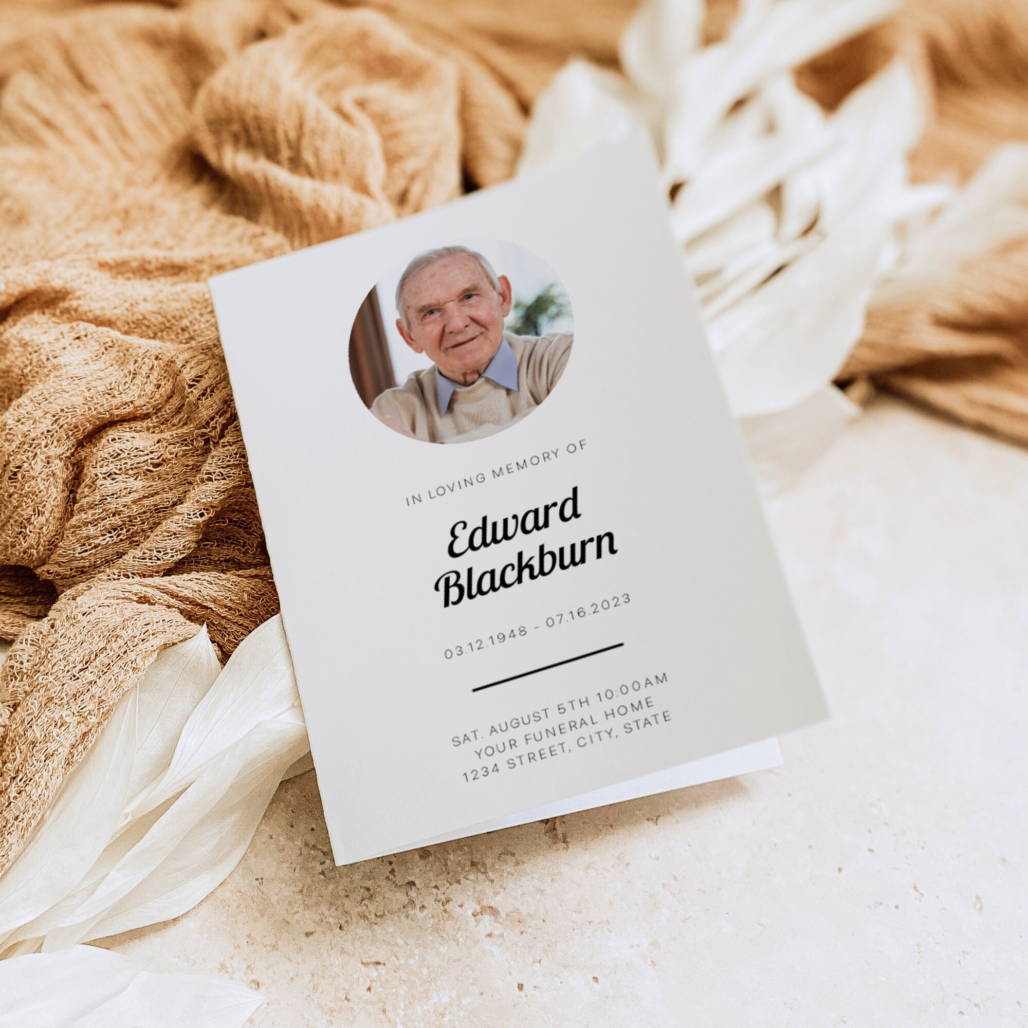 Basic Funeral Program Template Simple Memorial Service - Etsy Australia