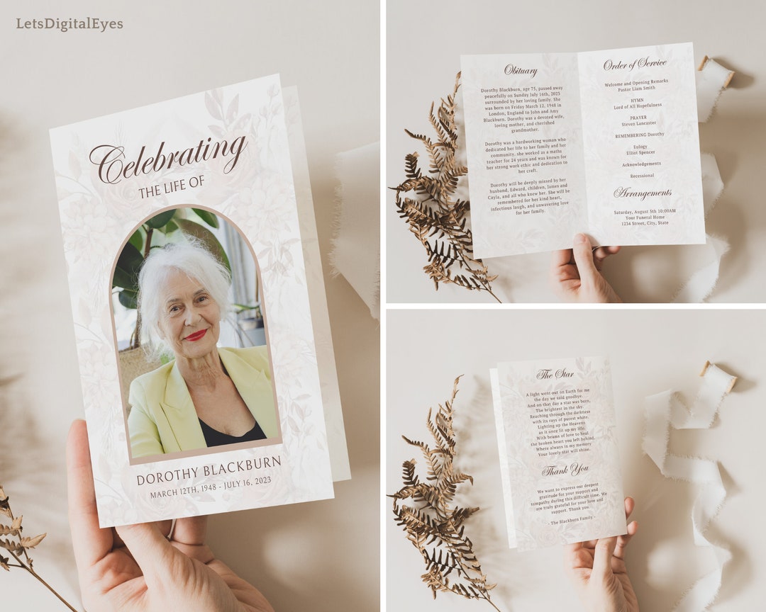 Women Funeral Program Template Celebration of Life Greenery - Etsy