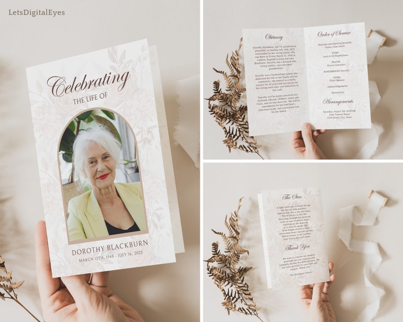 Women Funeral Program Template Celebration of Life Greenery - Etsy