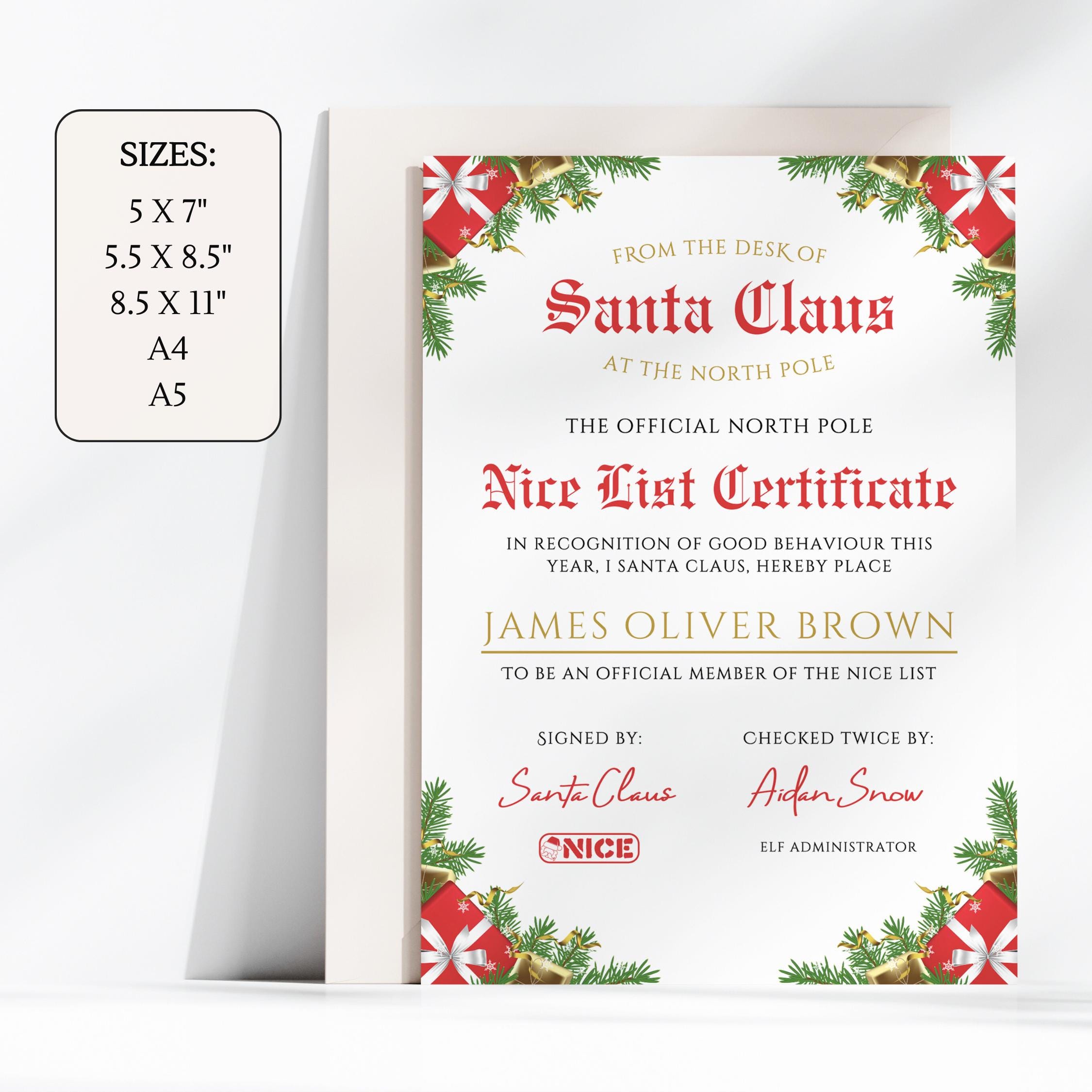 Santa Letter and Nice List Certificate, Editable Canva Template ...