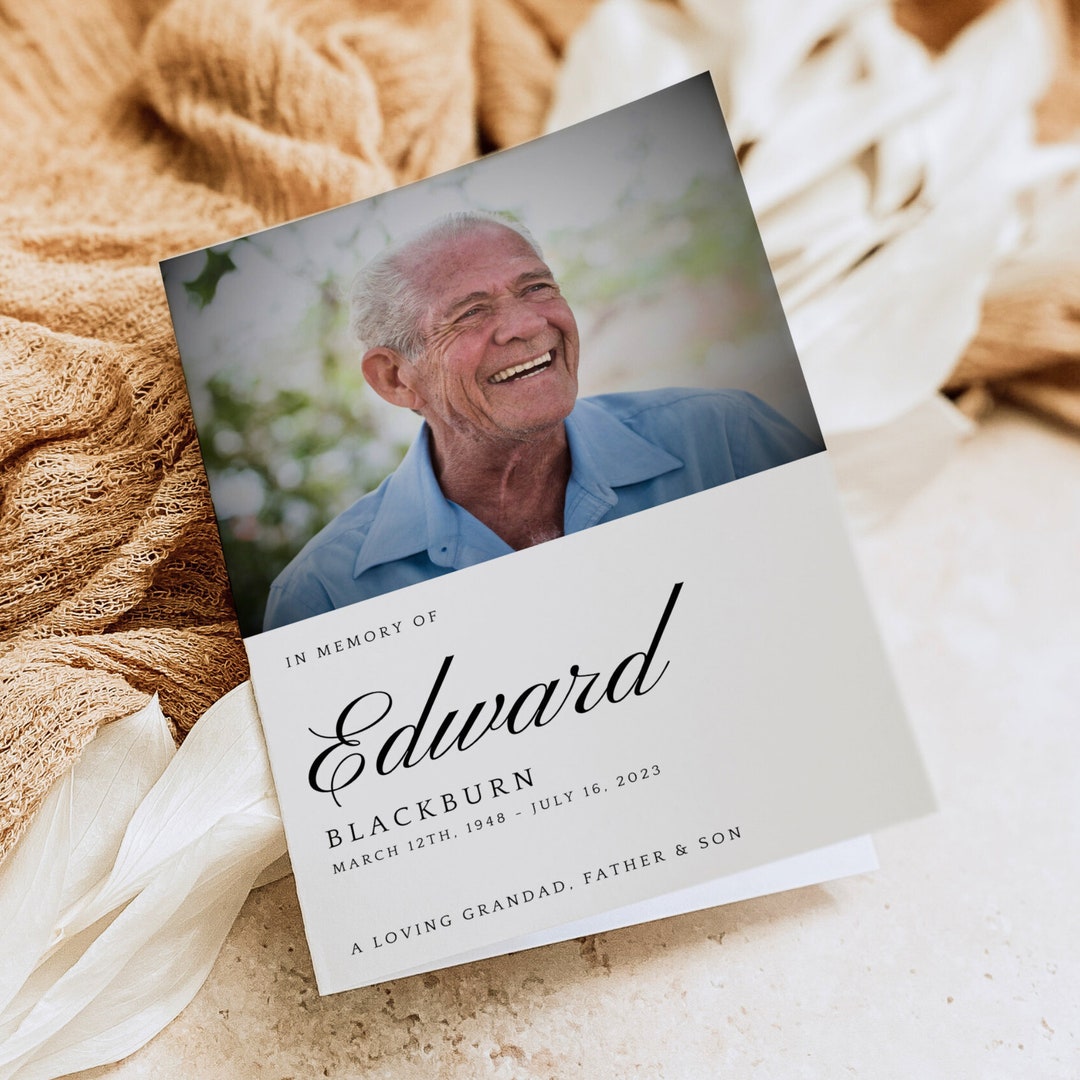 Masculine Funeral Program Template, Order of Service Booklet, Memorial ...