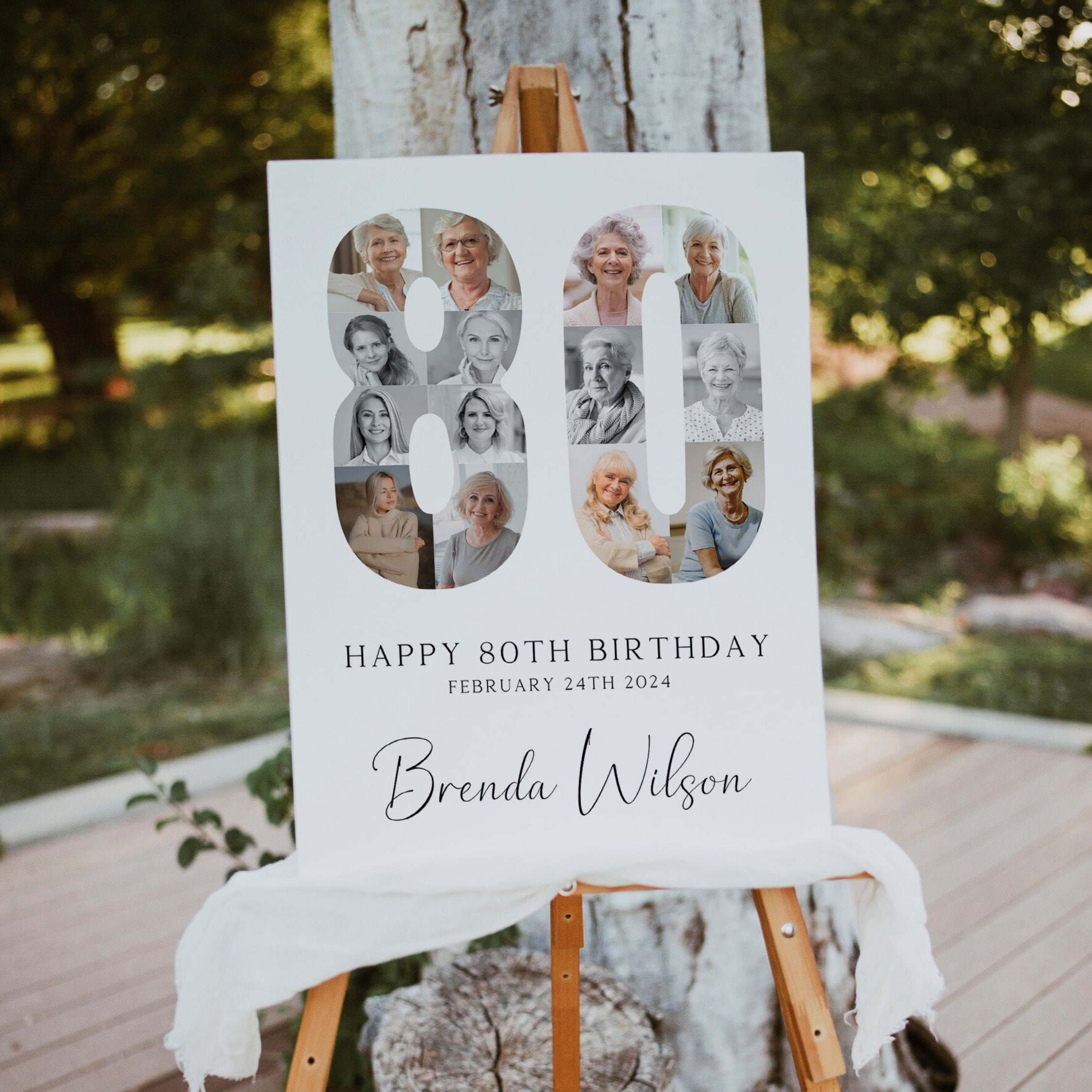 80th Birthday Photo Sign for Her, Large Poster Collage Board With Space ...