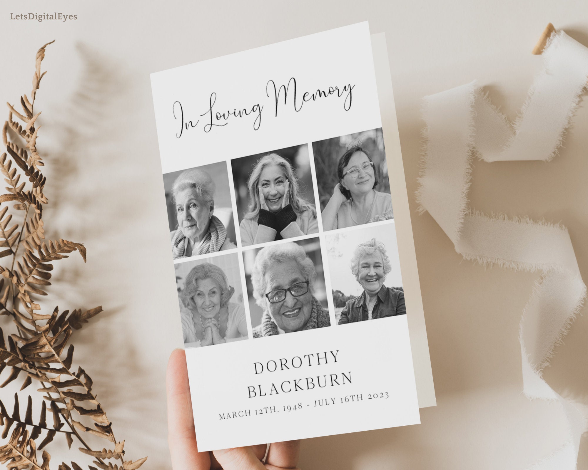 Minimal Funeral Program Template for Woman Modern Obituary - Etsy UK