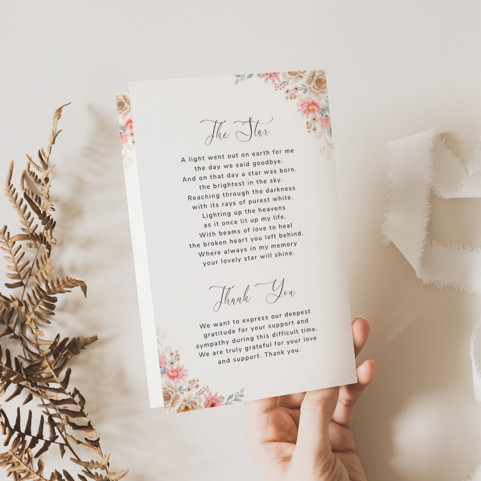 Editable Funeral Program Template, Floral Memorial Program, DIY ...