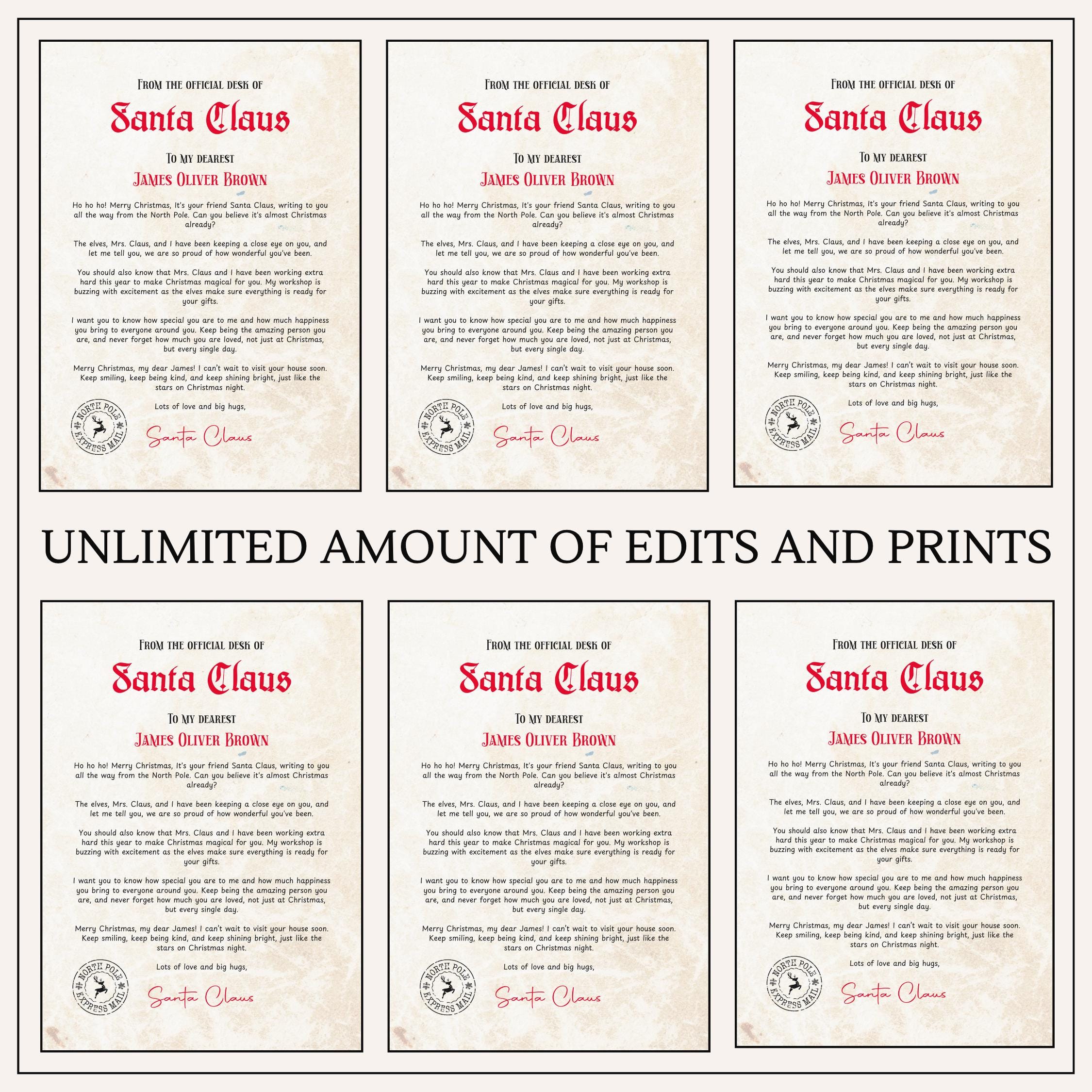 Letter From Santa Printable Template, Rustic Father Christmas Letter ...