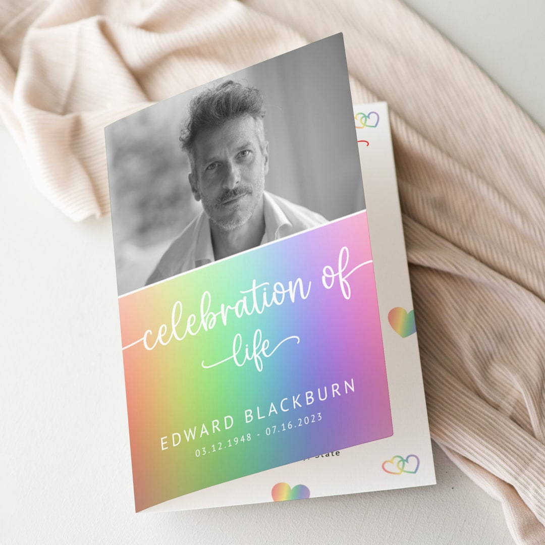 Pride Funeral Program Template Rainbow Obituary Personalized Funeral ...
