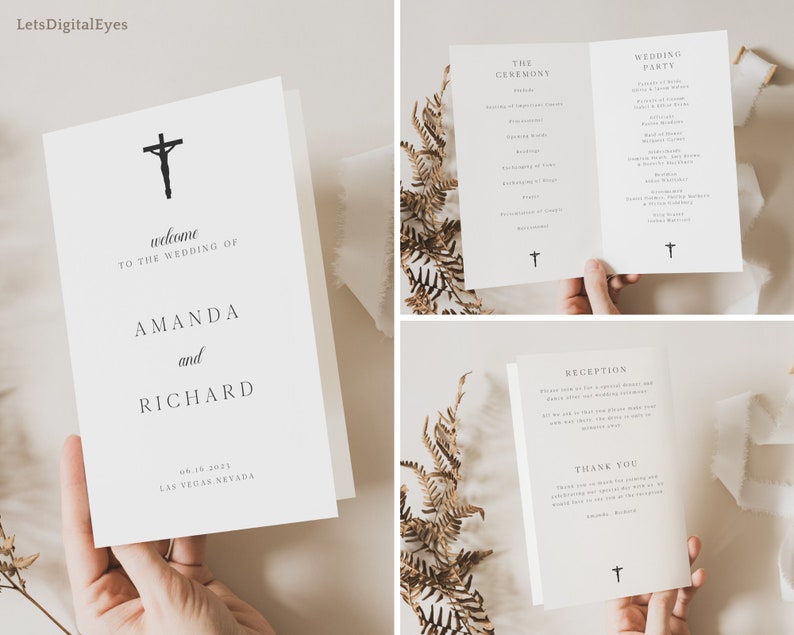 Catholic Wedding Program Template Religious Order of Service - Etsy