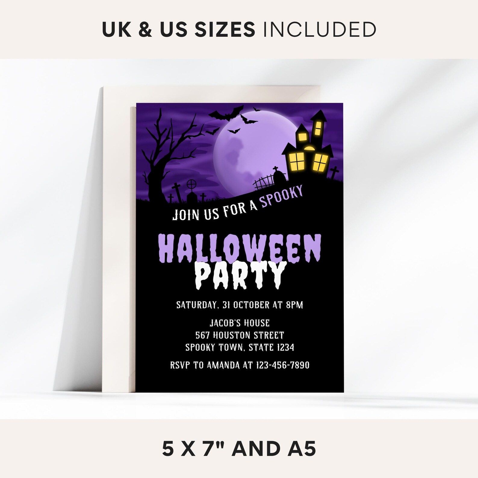 Editable Spooky Halloween Invitation, Haunted House Party, Adults ...