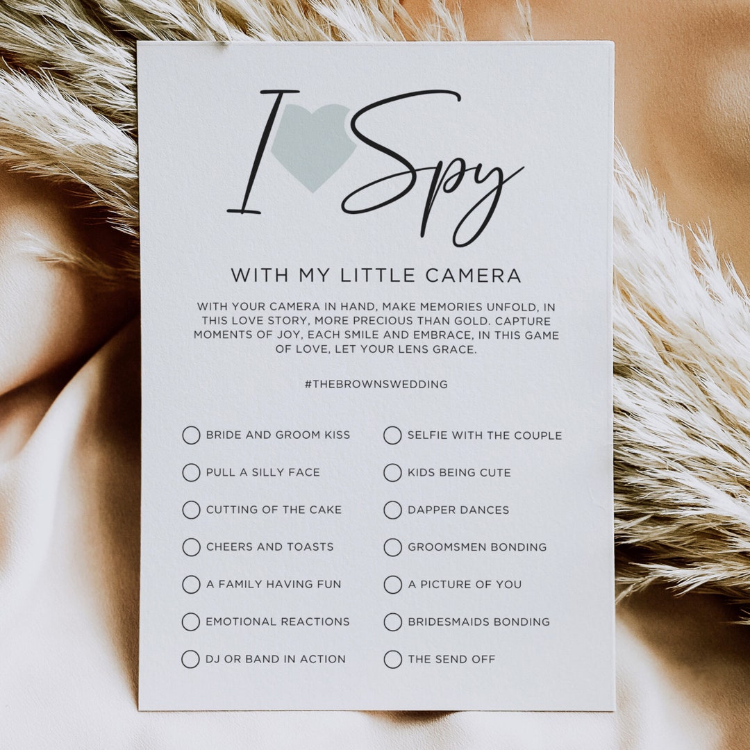 I Spy Wedding Table Game, Bridal Shower Photo Hunt, Favor Game for ...