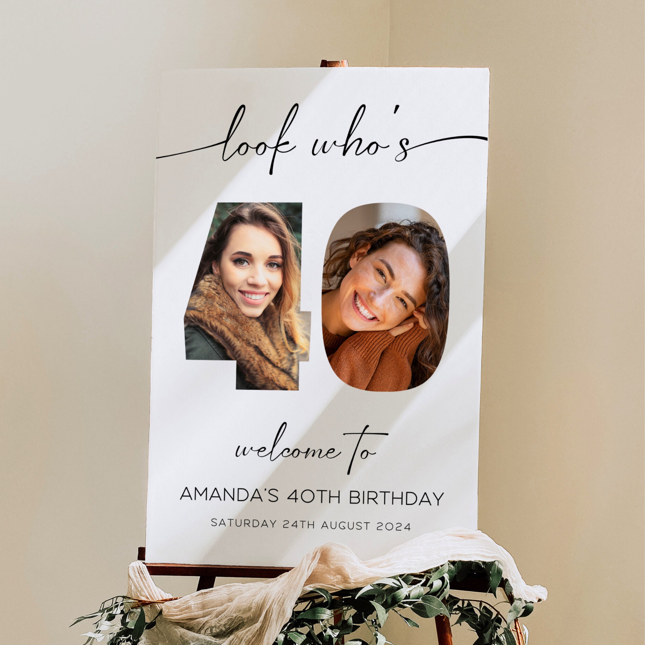 40th Birthday Poster Collage, Look Who's 40 Sign, Set of 3, Editable ...