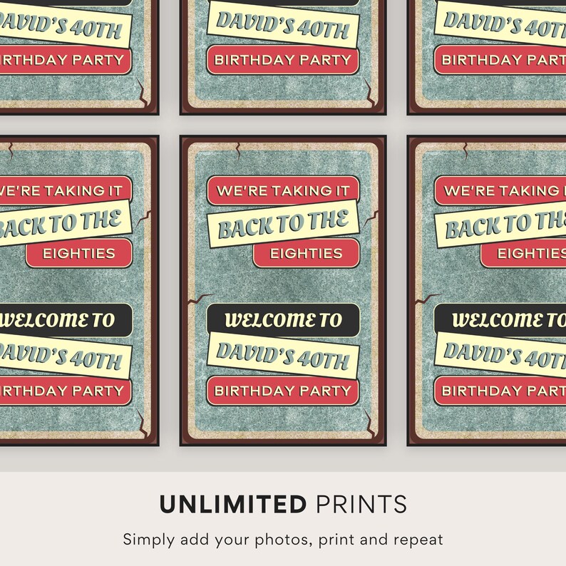 Back to the 80s Party Sign, 80s Birthday Welcome Poster, 80s Theme ...