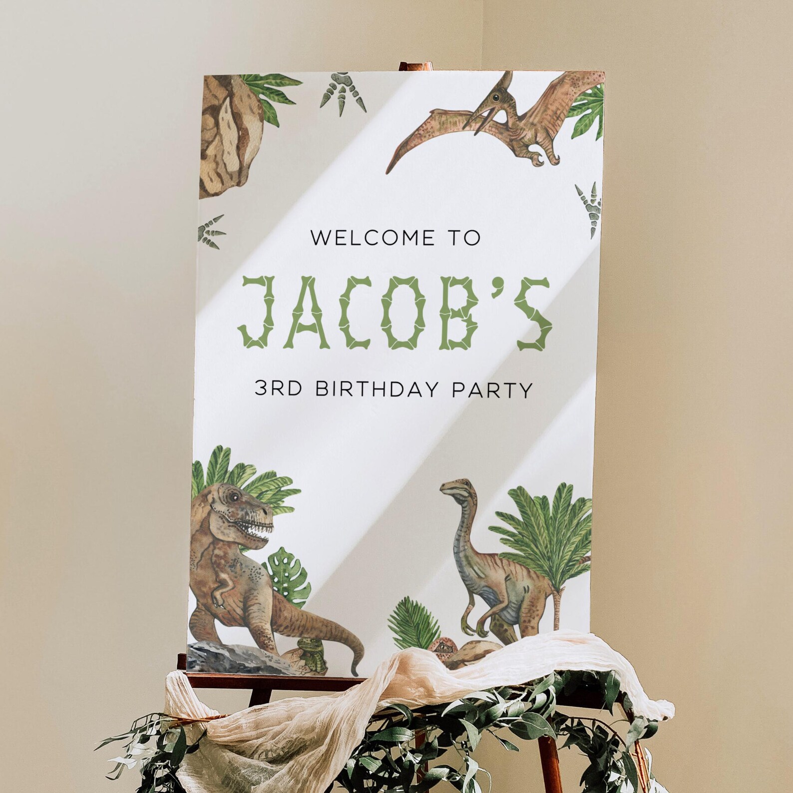 Dinosaur Birthday Welcome Sign, Roar Party Decorations, Jurassic ...