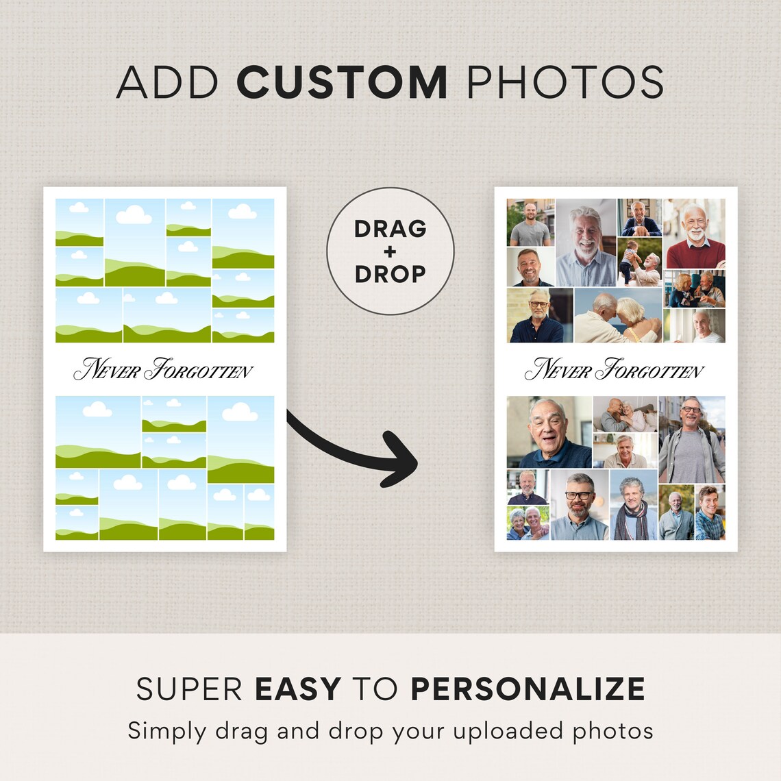 Minimal Funeral Collage Board With 40 Photos, Memorial Poster Montage ...