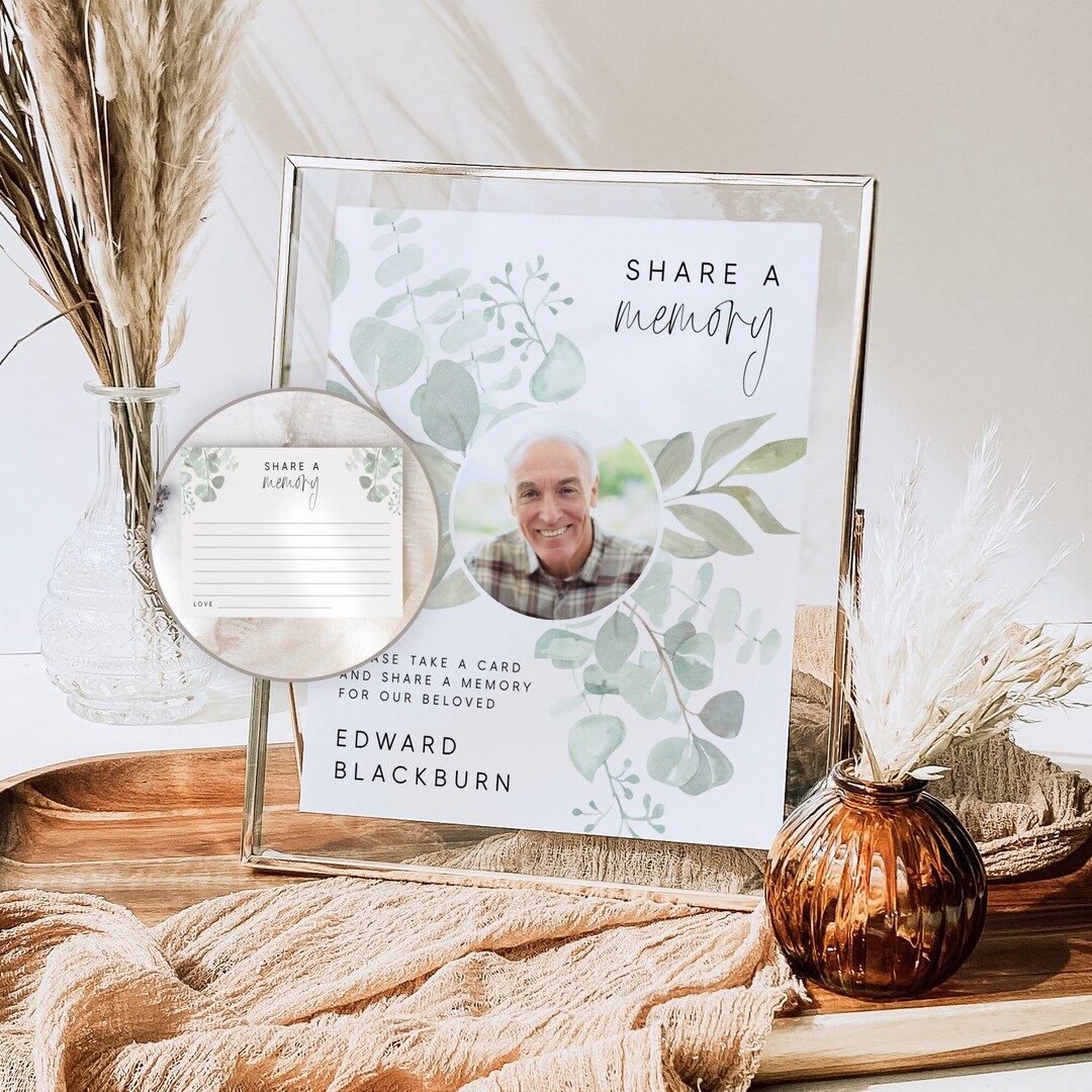 Editable Share A Memory Sign & Card Funeral Template Memory - Etsy