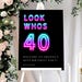 Neon 40th Birthday Party Welcome Sign, Neon Shine Birthday Poster, Any ...