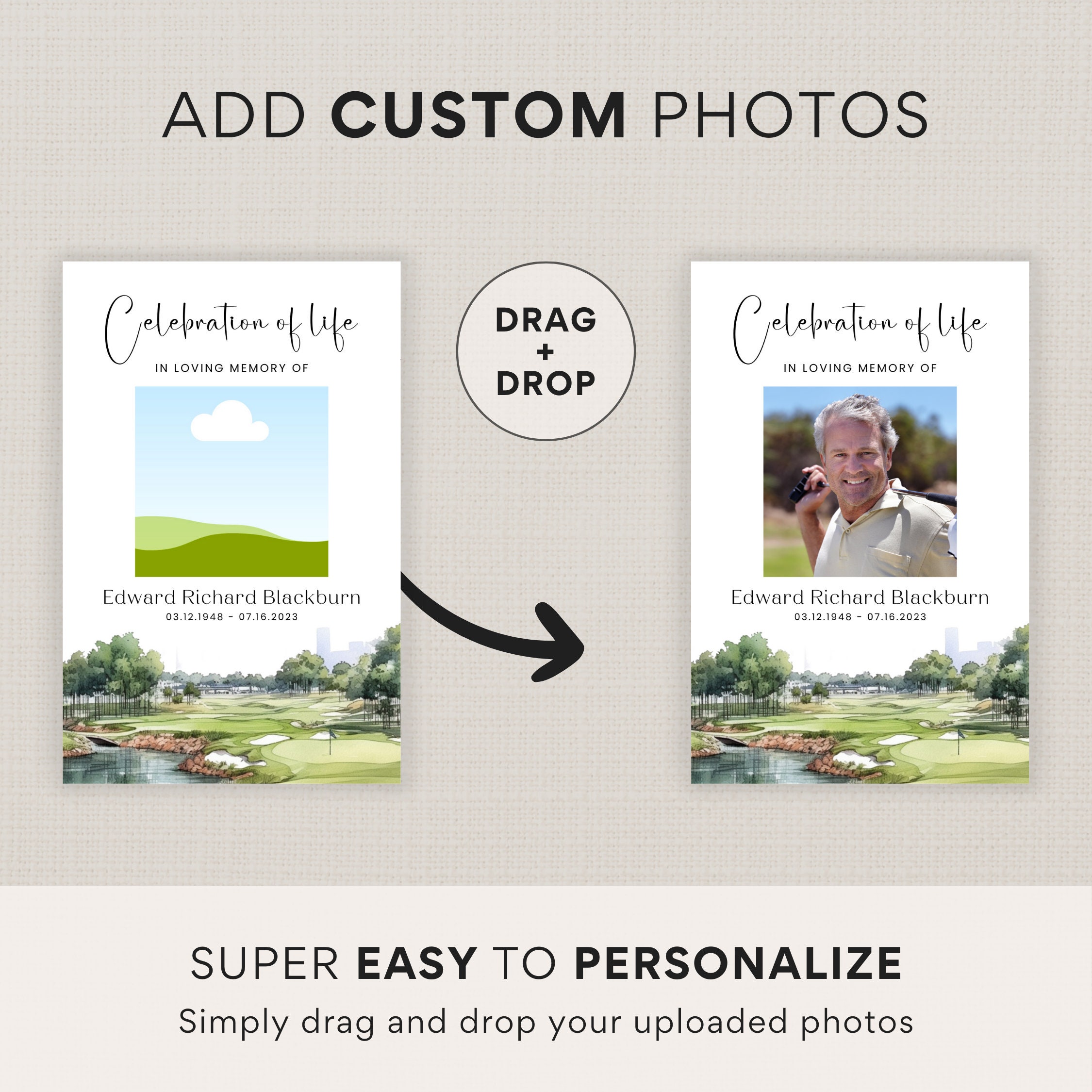 Golf Funeral Program Template, Memorial Service for Man, Order of ...