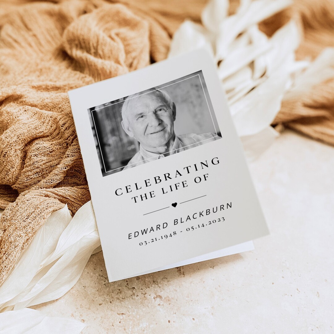 Simple Funeral Program Template Memorial Brochure Minimal - Etsy