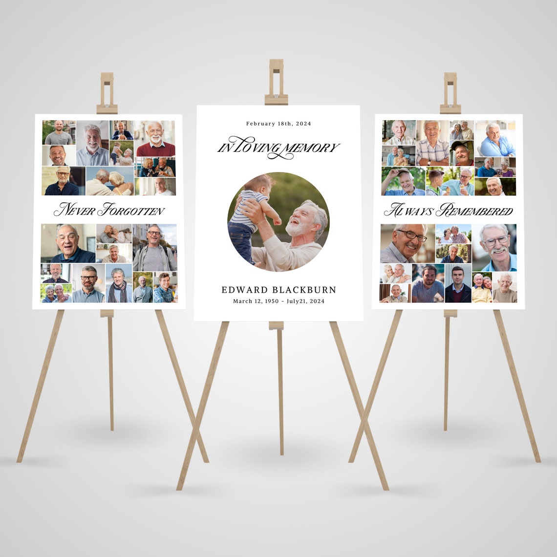 Minimal Funeral Collage Board With 40 Photos, Memorial Poster Montage ...