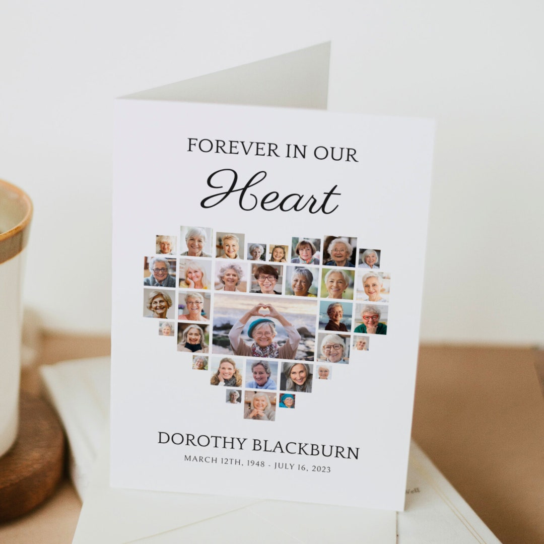 Funeral Program Template for Woman, Obituary Template, Funeral Heart ...