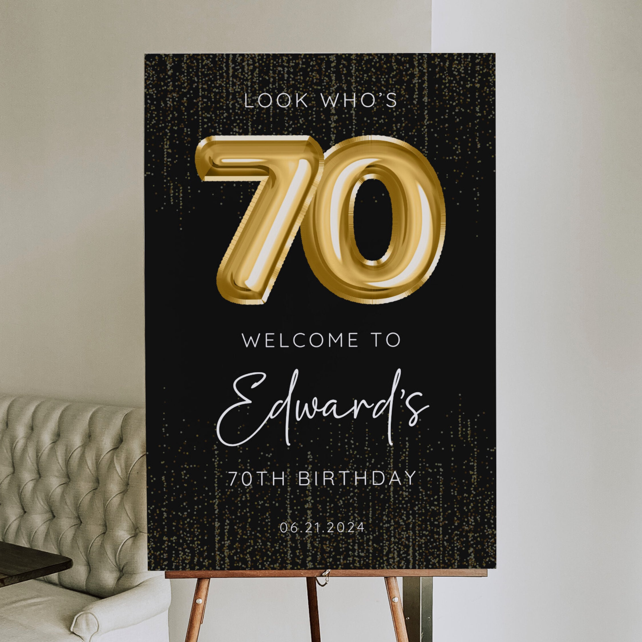 Gold Balloon 70th Photo Collage Sign, Sparkly Wall Art, Gift for ...