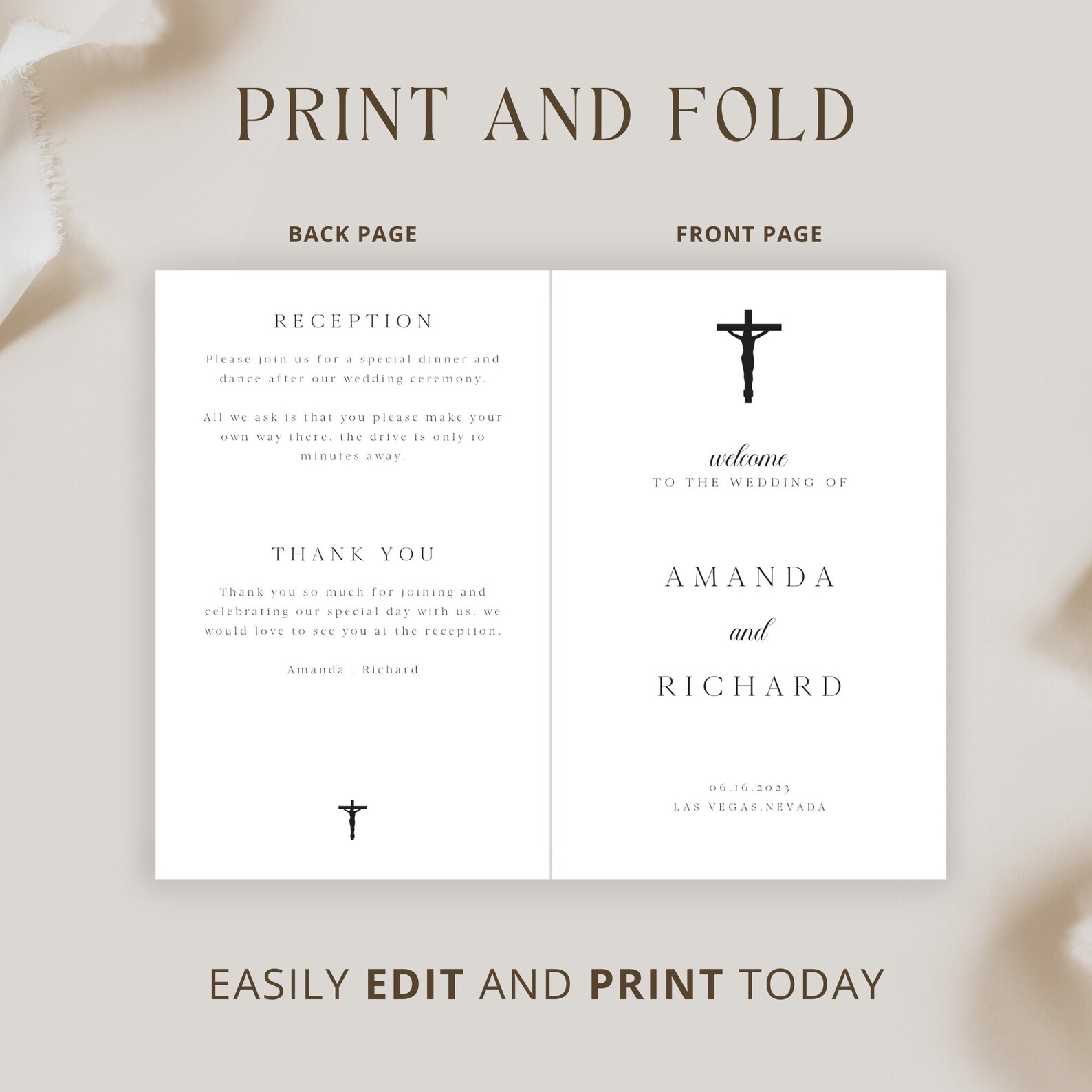 Catholic Wedding Program Template, Religious Order of Service ...
