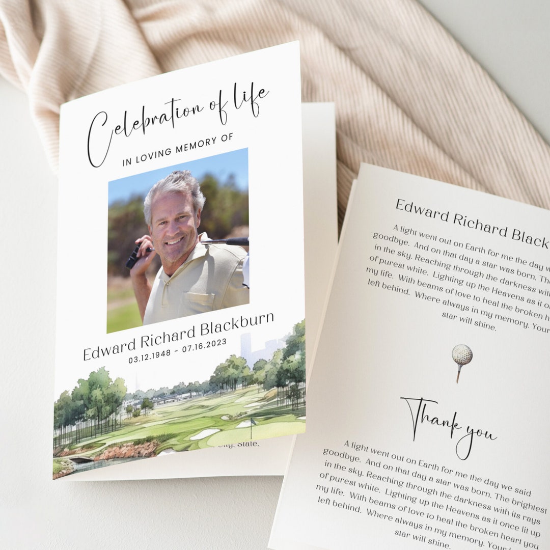 Golf Funeral Program Template, Memorial Service for Man, Order of ...