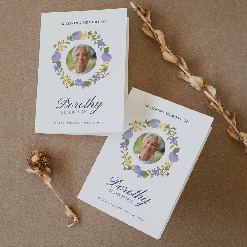 Floral Funeral Program Template for Woman, Funeral Service Booklet ...