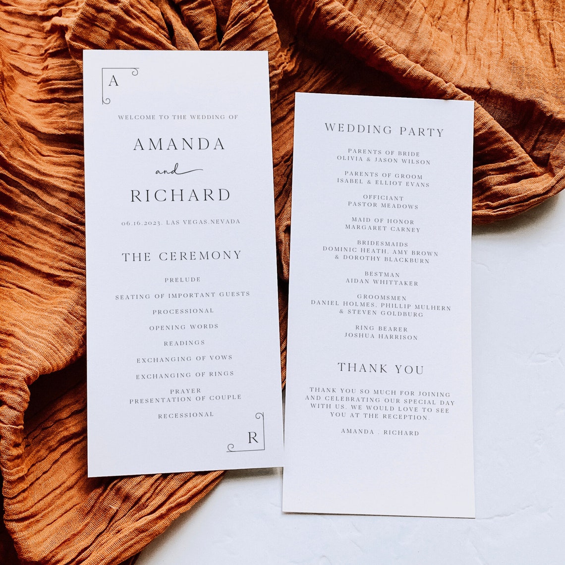 Elegant Wedding Program Template, Minimalist Wedding Timeline, Modern Wedding Itinerary ...