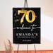Gold 70th Birthday Welcome Sign, Modern Poster, Black and Gold Birthday ...