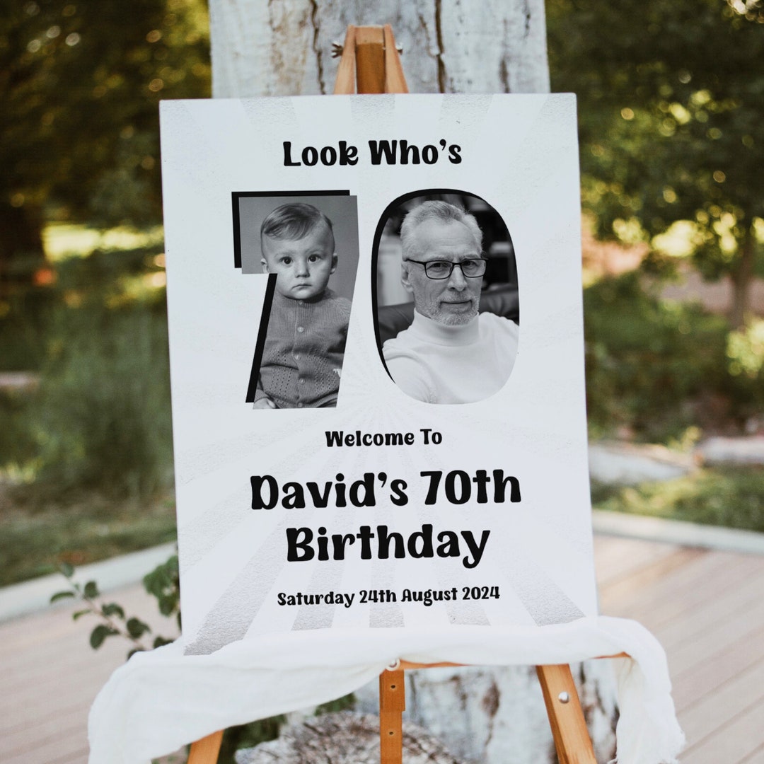 Retro 70th Birthday Welcome Sign, Seventieth Poster With Photo, Look ...