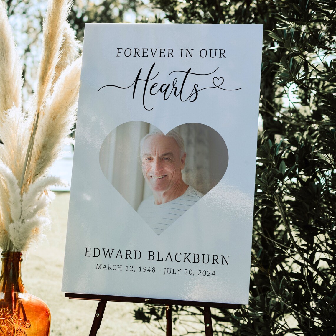 Funeral Heart Collage Set of Posters, in Loving Memory Sign ...