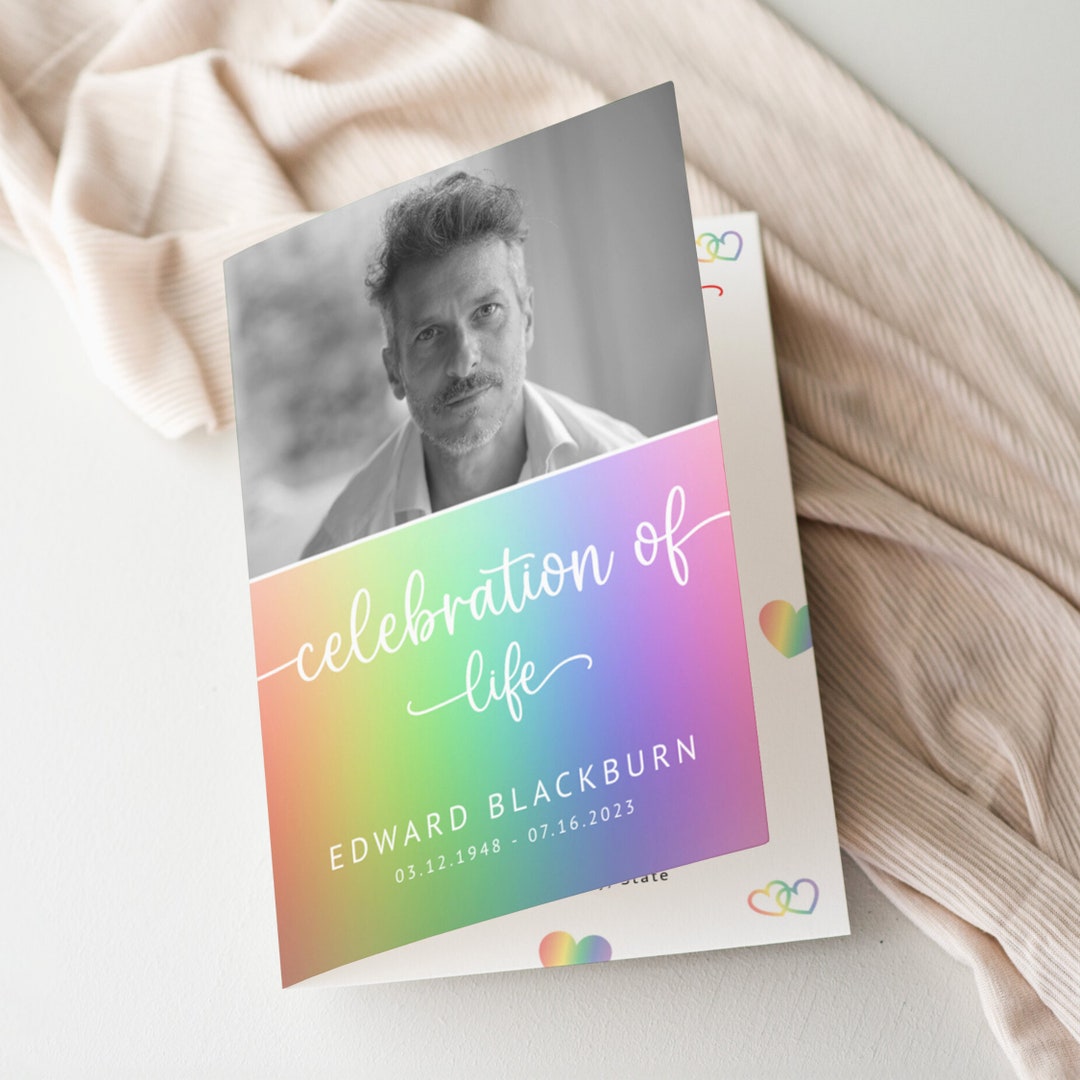 Pride Funeral Program Template Rainbow Obituary Personalized Funeral ...