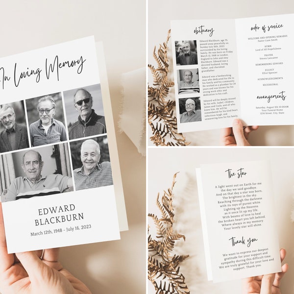 Funeral Memorial Booklet Printable Template - Etsy