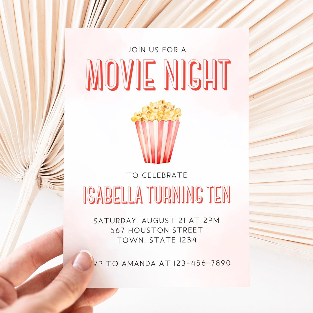 Movie Birthday Invitation Template, Cinema Birthday Invitation, Movie ...