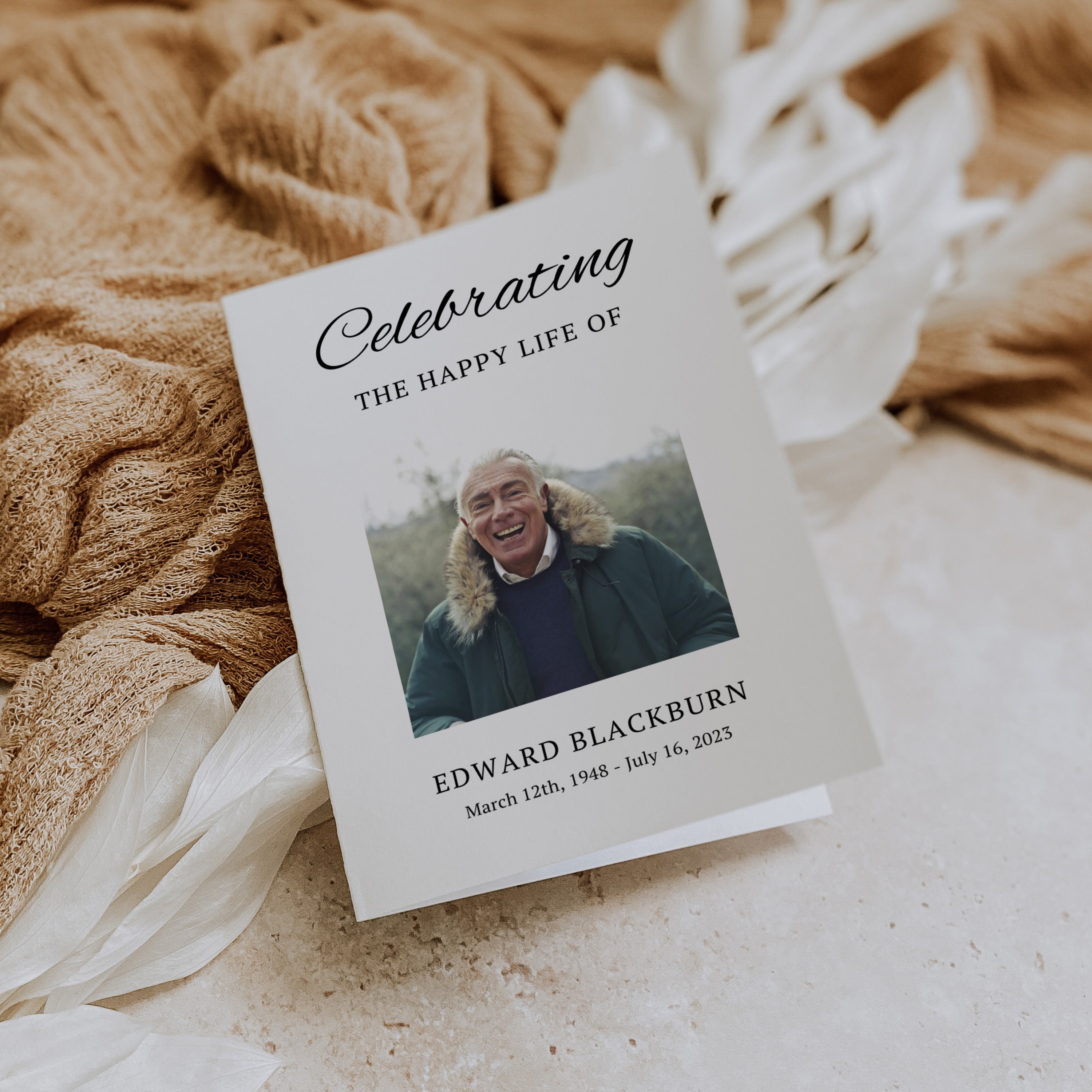 Minimalist Funeral Program, Modern Memorial Program Template, Editable ...
