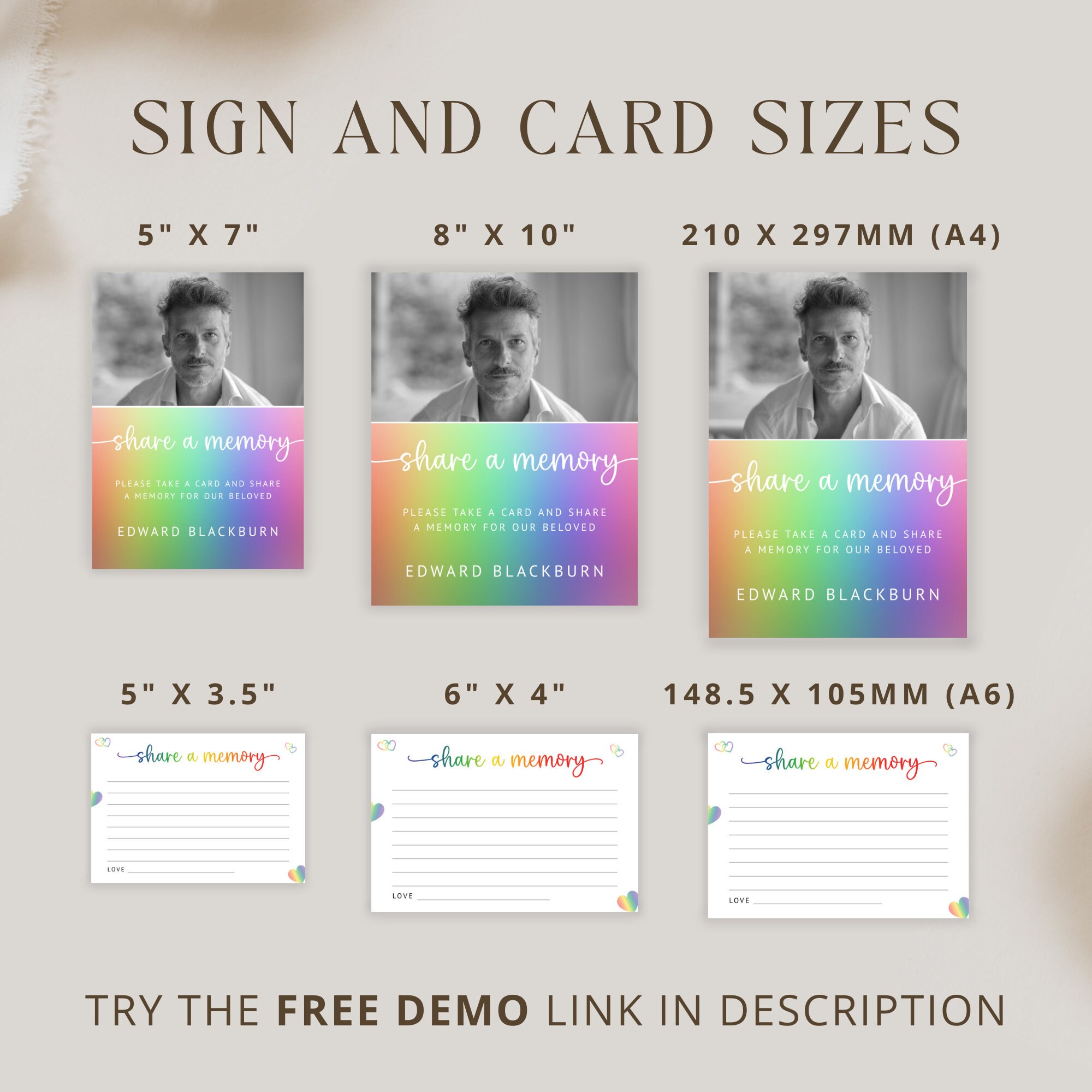 Pride Share A Memory Funeral Sign & Card Template, Editable Funeral ...