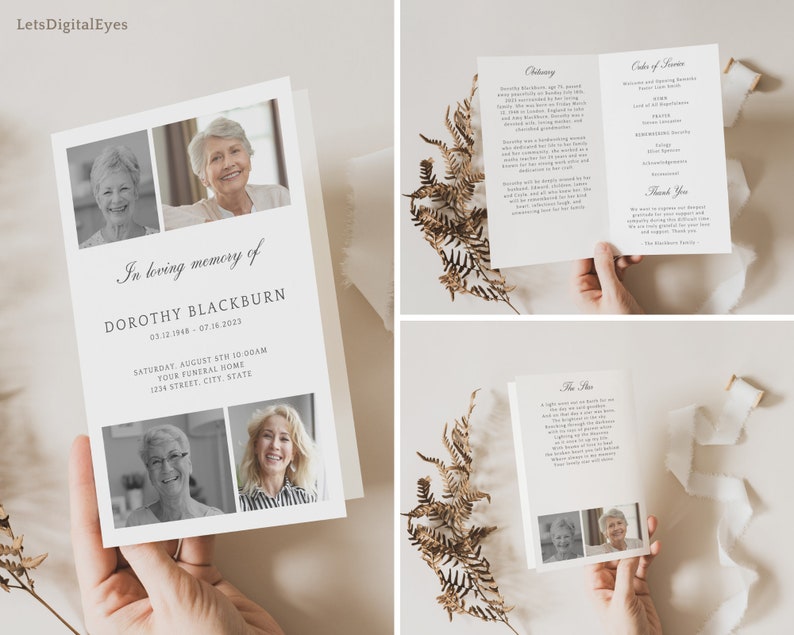 Unique Funeral Program Template Printable Obituary Template - Etsy