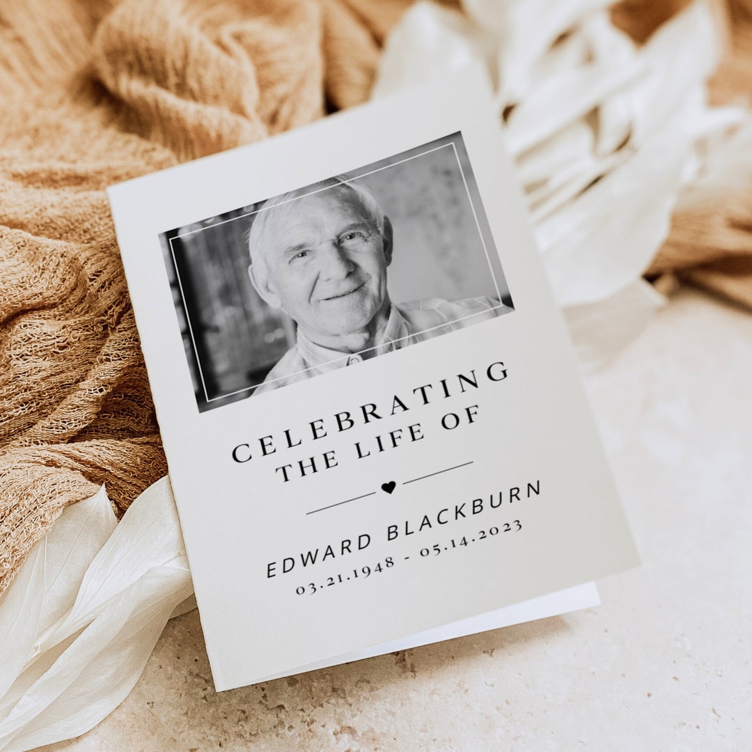 Simple Funeral Program Template, Memorial Brochure, Minimal Order of ...