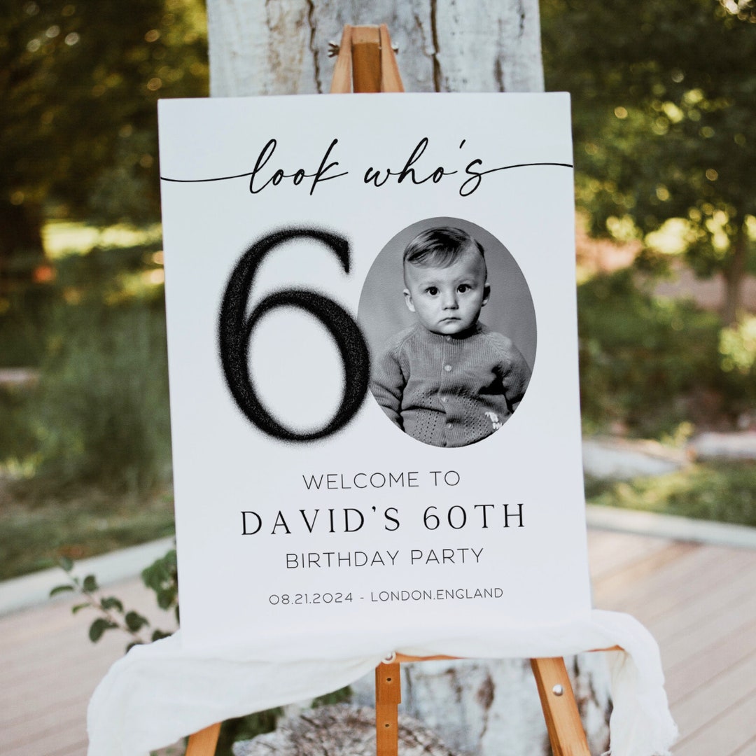 60th Birthday Welcome Sign for Man, Look Who's 60 Poster, Male Birthday ...