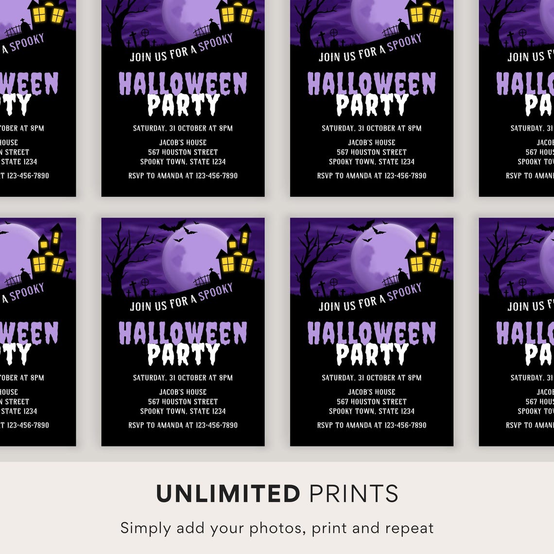 Editable Spooky Halloween Invitation, Haunted House Party, Adults ...