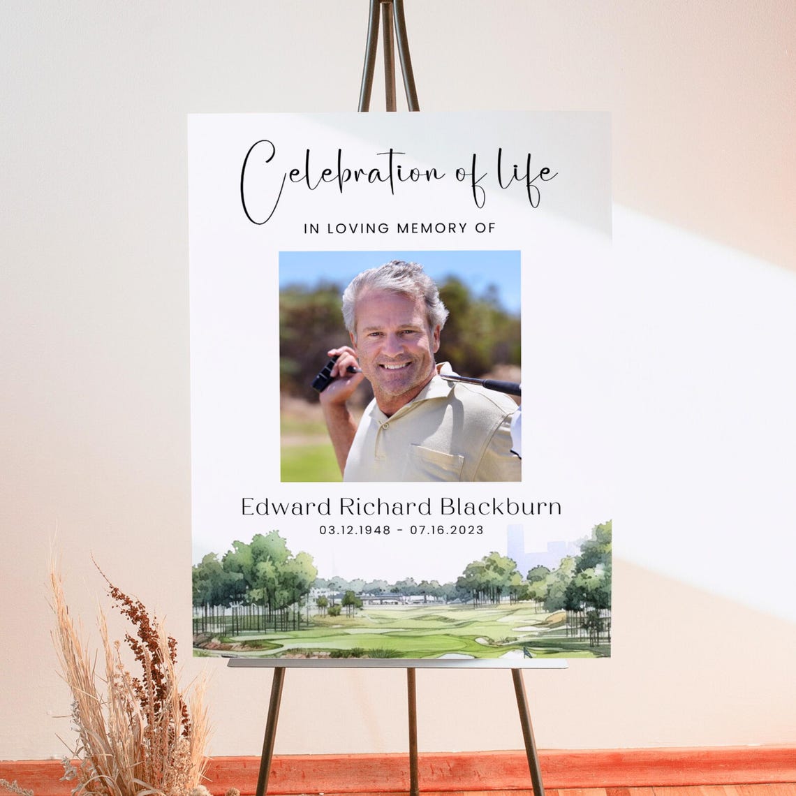 Golf Memorial Collage Set, Golfing Funeral Poster, Set of 3 ...