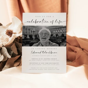 Minimal Funeral Invite in Loving Memory Obituary Template Invitation ...