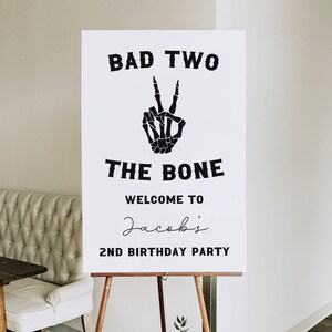 Bad Two the Bone Welcome Sign Template, Editable Boys Birthday Welcome ...