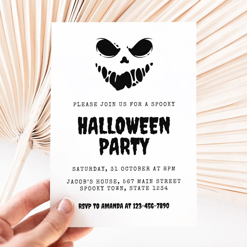 Adult Halloween Party Invitation, Horror Party Invite, Editable ...