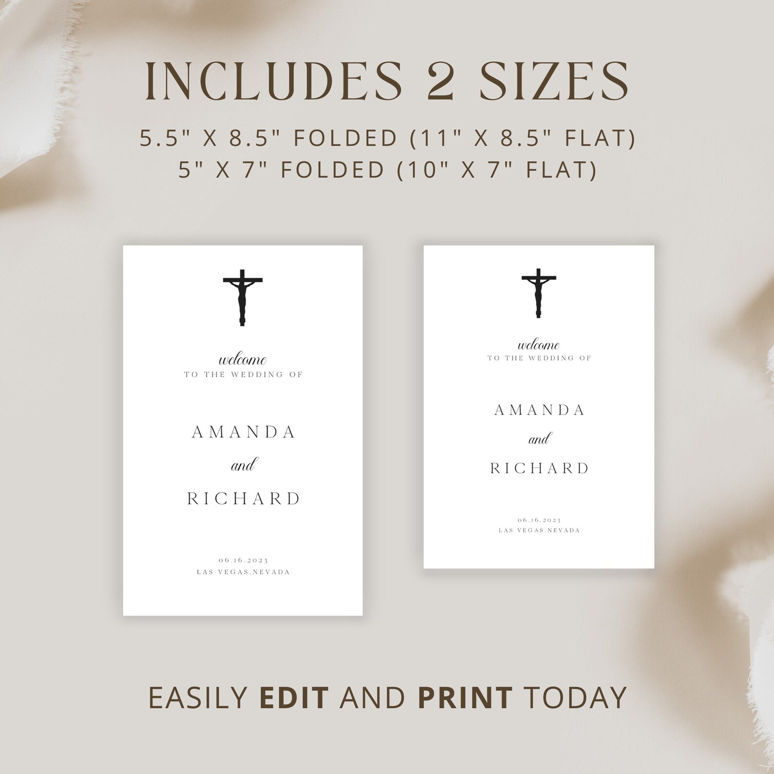 Catholic Wedding Program Template, Religious Order of Service ...