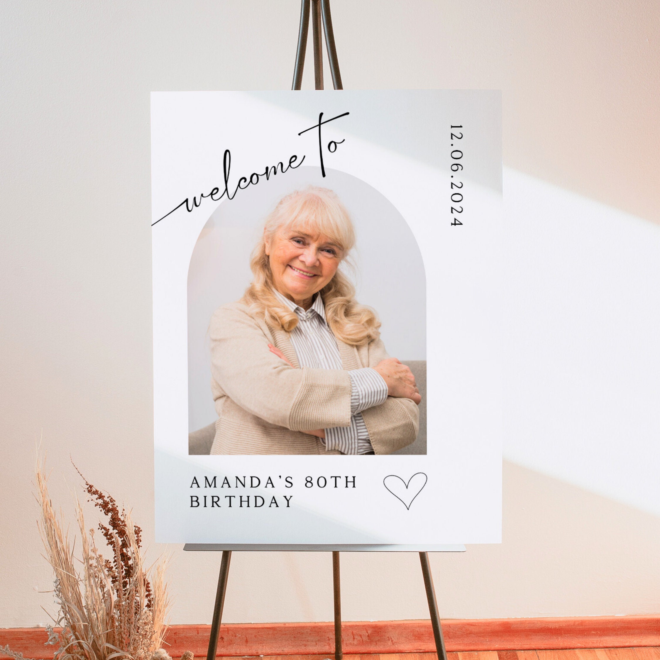Birthday Welcome Sign With Picture, Minimal Welcome Sign Template, Add ...