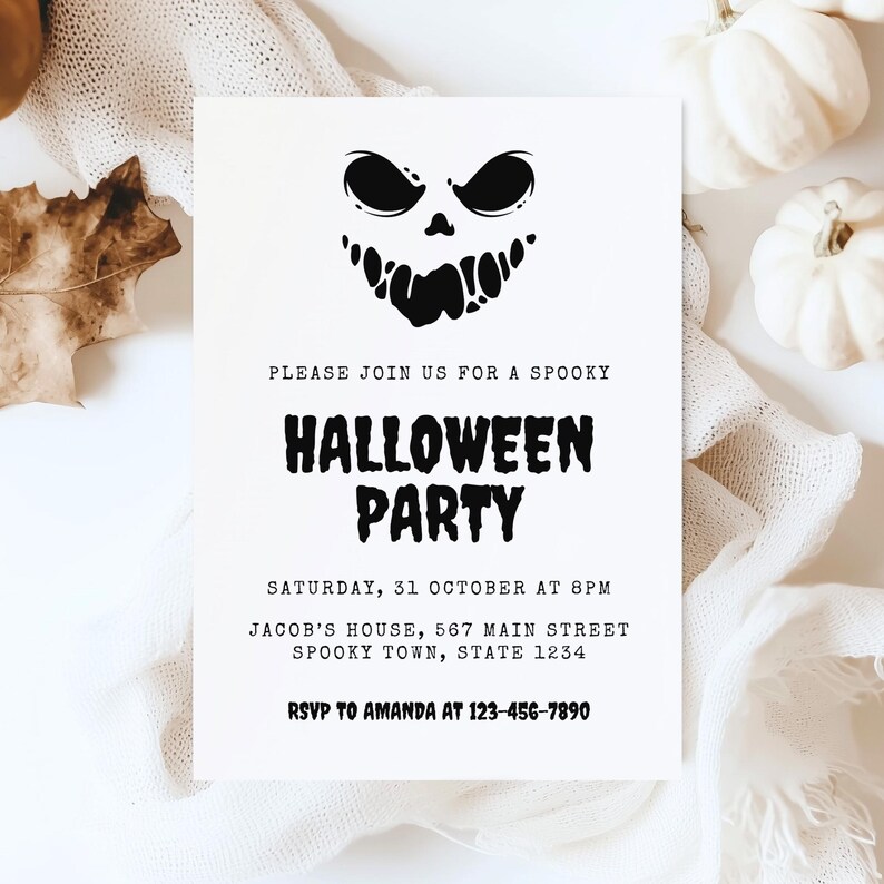Adult Halloween Party Invitation, Horror Party Invite, Editable ...