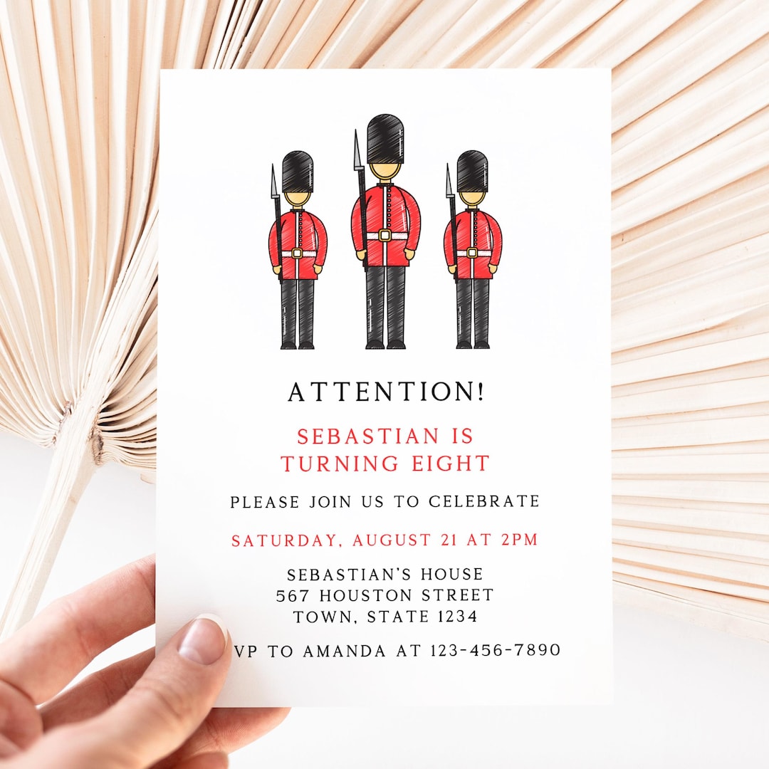 Queens Guard Birthday Invitation Template, London Themed Party, Kings ...